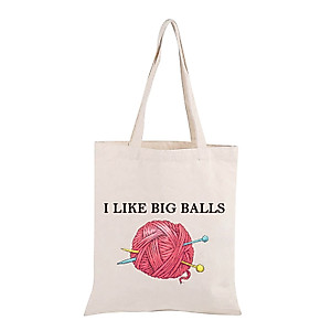 JXGZSO Crochet supplies Bag Knitting Project Bag I Like Big Balls Make Up Bag Funny Knitting Gift For Knitter (i like big balls shopping)