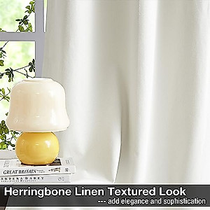 White Full Blackout Curtains for Living-Room with White Coating, Linen Textured Thermal Insulated Window Treatment Set for Bedroom Guest Room Hotel Energy Saving Curtain Panels Grommet Top 40"x84" 2pk
