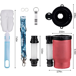 G · PEH Portable Can or Bottle Cooler Cup with 2 Detachable Expandable Hose Funnel Drink Cup with Bottle Opener Keychain Cleaning Brush for Your Perfect Party to Funnel Your Drink and Happy-(RED)