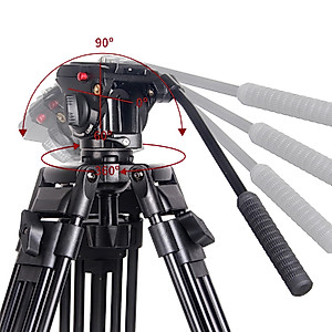 Video Tripod System, Regetek 72 Inch Professional Heavy Duty Aluminum Adjustable Photography Camera Tripod Stand with 360 Degree Fluid Drag Pan Head & Carry Bag for for Canon Nikon DV DSLR Camcorder