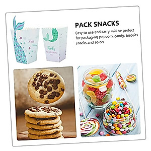 FUNOMOCYA 24pcs Popcorn Box Popcorn Box Mini Containers Popcorn Cups Disposable Candy Container Party Candy Table Containers Birthday Party Popcorn Boxes Mermaid Pattern Popcorn Box