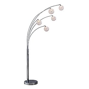 Artiva USA A511118FSN Manhattan Modern Crystal Floor Lamp, 84"H, Chrome, White
