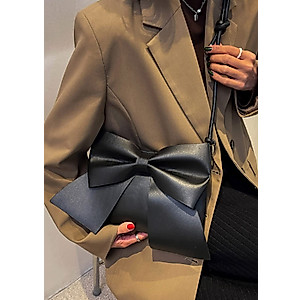 YAQUNICER Women Sweet Bow-knot Underarm Bag Party Shoulder Bags Purse Handbag Clutch-Black