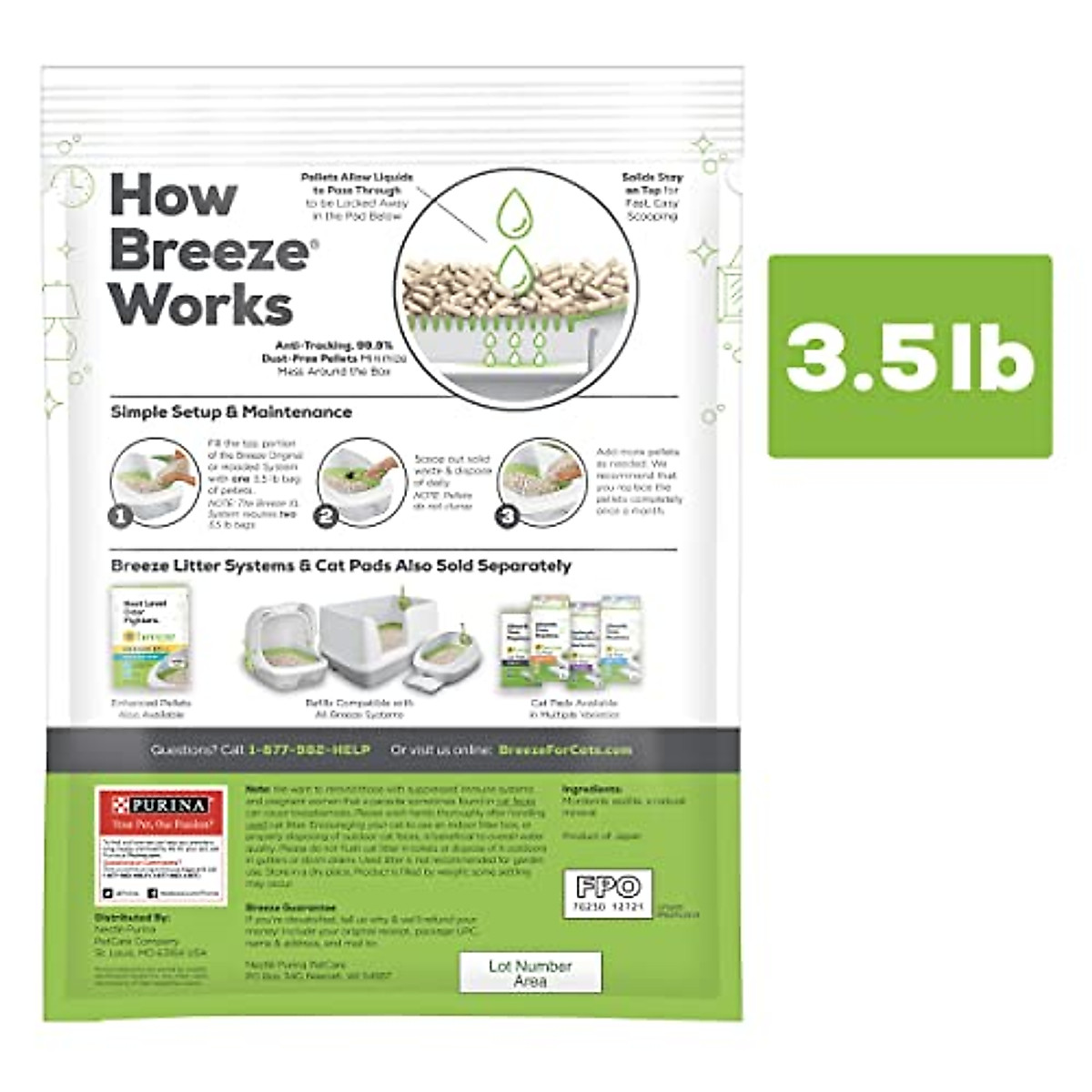 Purina Tidy Cats Litter Pellets, Breeze Refill Litter Pellets in Recyclable Box - (6) 3.5 lb. Bags