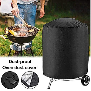 Grill Cover,(30 inch) Outdoor Charcoal Kettle Grill Cover, Heavy Duty Waterproof Round Weather Resistant BBQ Grill Covers, Dia 30"x 36"H, Black