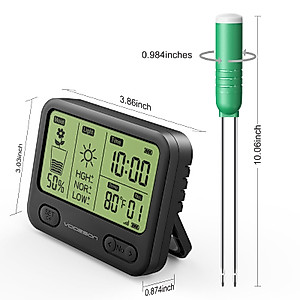 VODESON 4in1 Plant Soil Moisture Meter with 230ft RF Wireless Includes Battery-Waterproof & LCD Display for Moisture,Temp,Sunlight,Time,Ideal for Garden, Farm, Lawn Care-Outdoor Plant Monitoring