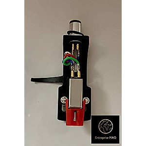 Cartridge, Stylus Needle and Black Headshell with mounting bolts for Technics SL-D1, SL-D1K, SL-D2, SL-D202, SL-D205, SL-D2K, SL-1400, SL-1401, SL-1410, SL-1500, SL-1510, SL-Q202, SL-Q2K, SL-Q3