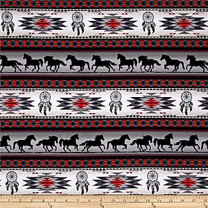 Tucson Horse Stripe Gray, Fabric by the Yard