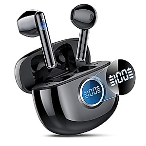 CASCHO Bluetooth Headphones 5.3, 37H with LED Charging Case, CVC8.0 Clear Call, Wireless Earbuds Built-in 4 Micrs, Deep Bass, USB-C, IPX7 Waterproof, Headphones for Sports and Work.