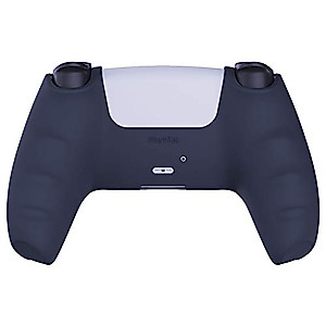 PlayVital Midnight Blue Pure Series Anti-Slip Silicone Cover Skin for ps5 Controller, Soft Rubber Case for ps5 Wireless Controller with Black Thumb Grip Caps