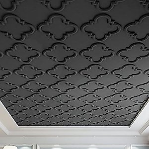 Art3d Decorative Drop-in Ceiling Tiles 24x24, Pack of 48pcs in Black