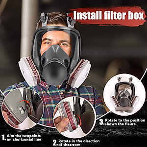 6800 Full Face Respirator Mask - Reusable Respirator mask, Gas Mask with 6001CN Activated Carbon Air Filter, Suitable for Painting, Dust, Epoxy resin, Chemicals, Organic Gas, Welding, Polishing