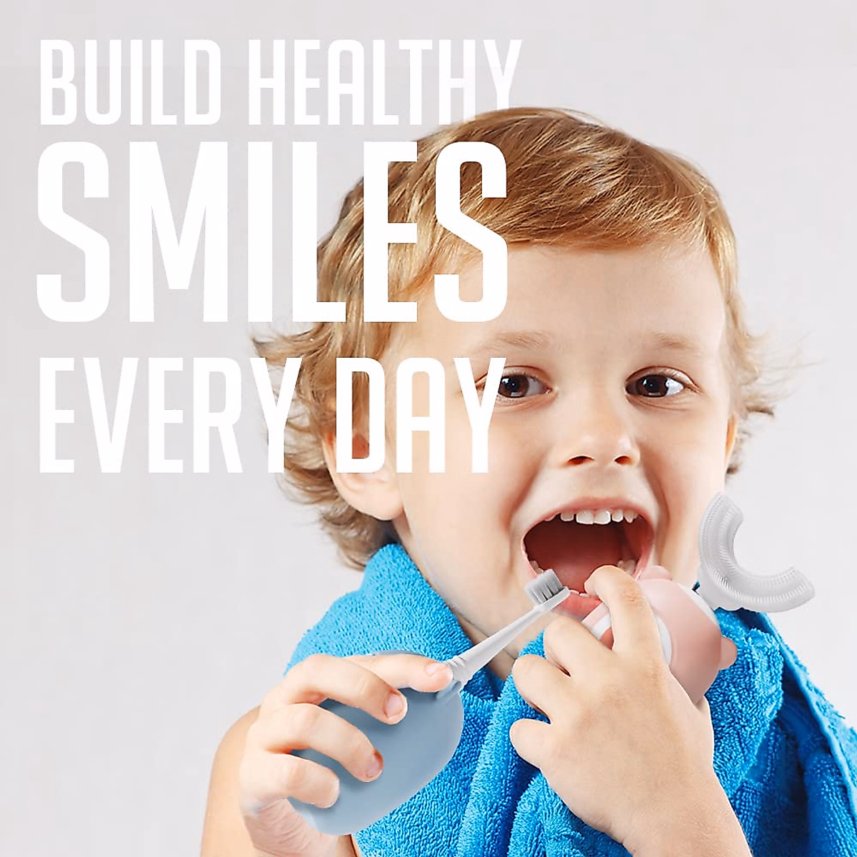 lululike Kids Electric Toothbrush, U Shaped Toddler Electric Toothbrush, 360 Ultrasonic Automatic Toothbrush Kids, Age 2-12, Blue