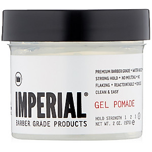Imperial Barber Grade Gel Pomade - All Day Strong Hold, No Flaking, Water Based, Reactivatable - Natural Men's Hair Styling Product 2 oz Travel Size