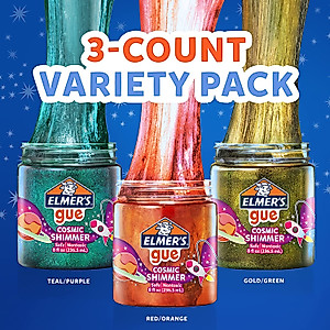 Elmer's Gue Premade Slime, Cosmic Shimmer Glitter Slime, Variety Pack, 3 Count