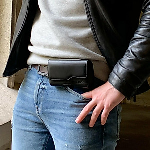 For Motorola Edge 30 Fusion, Moto G7 Plus, Moto G7, Moto G7 Optimo, G7 Play, ThinkPhone, Moto G5 Plus G5S Plus, Moto G6, G6 Play, G6 Plus, One Zoom, Leather AGOZ Pouch Case Holster Belt Clip and Loops