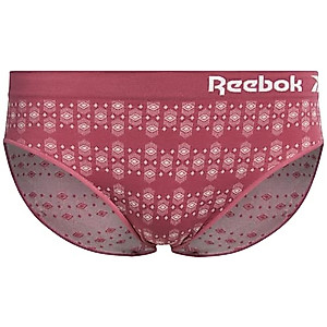 Reebok Women's Underwear - Seamless Microfiber Bikini Panties (3 Pack), Size Medium, Jacquard/Lotus/Black