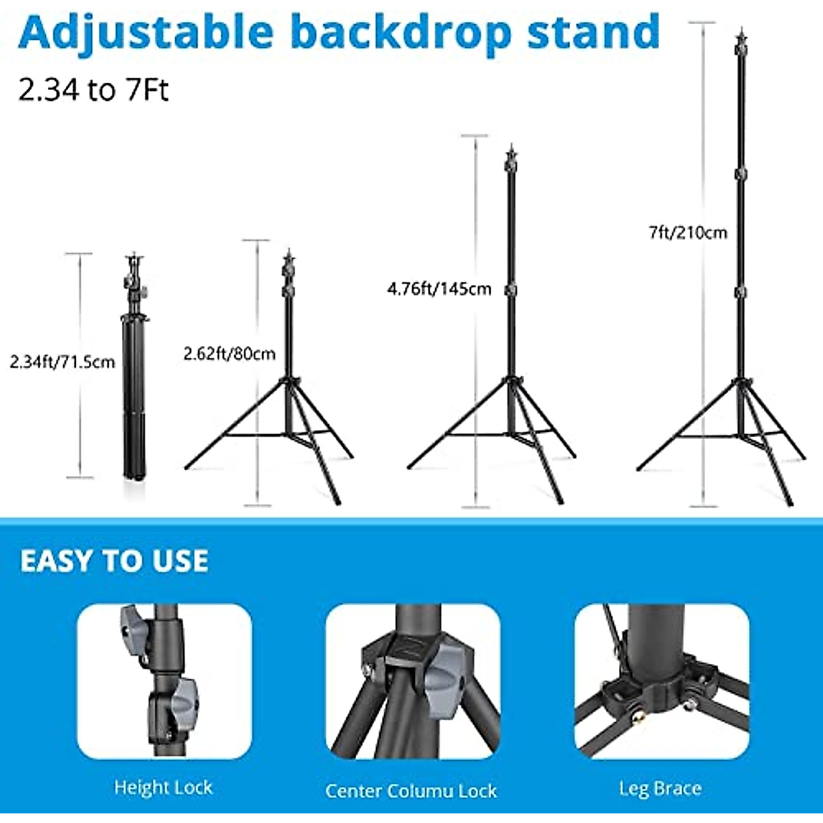 YELANGU 10Ft Photo Backdrop Stand, Adjustable Background Support for Parties. Portable Banner Back Drop Stand for Photography,Wedding and Advertising Display