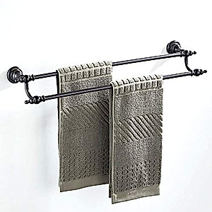 TiStm Towel Racks Oil Rubbed Bronze Bathroom Towel Holder Double Towel Bar Towel Rack Black Brass Towel Rail Bathroom Accessories Yearn for