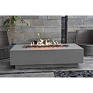 Elementi Granville Fire Table Cast Concrete Natural Gas Fire Table, Outdoor Fire Pit Fire Table/Patio Furniture, 45, BTU Auto-Ignition, Stainless Steel Burner, Lava Rock Included