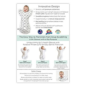 Amazing Baby Transitional Swaddle Sack with Arms Up Half-Length Sleeves and Mitten Cuffs, Tiny Bear, Sterling, Medium, 3-6 Months, Medium (14-21 Pound)