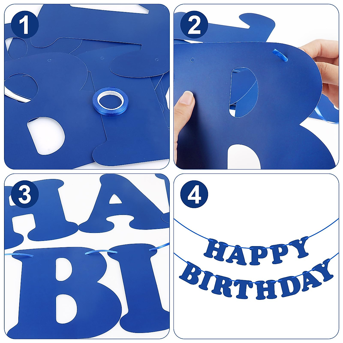 Navy Blue Happy Birthday Banner Sign Happy Birthday Bunting Banner Flag Garland for Kids Boys Baby Birthday Party Decorations Supplies