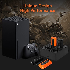Davlon Rechargeable Battery Pack with Charger for Xbox One/Xbox Series X|S, Controller Battery Pack with 4×1200mAh Batteries,Charger Station for Xbox Series X|S/Xbox One S/X/Elite Controller