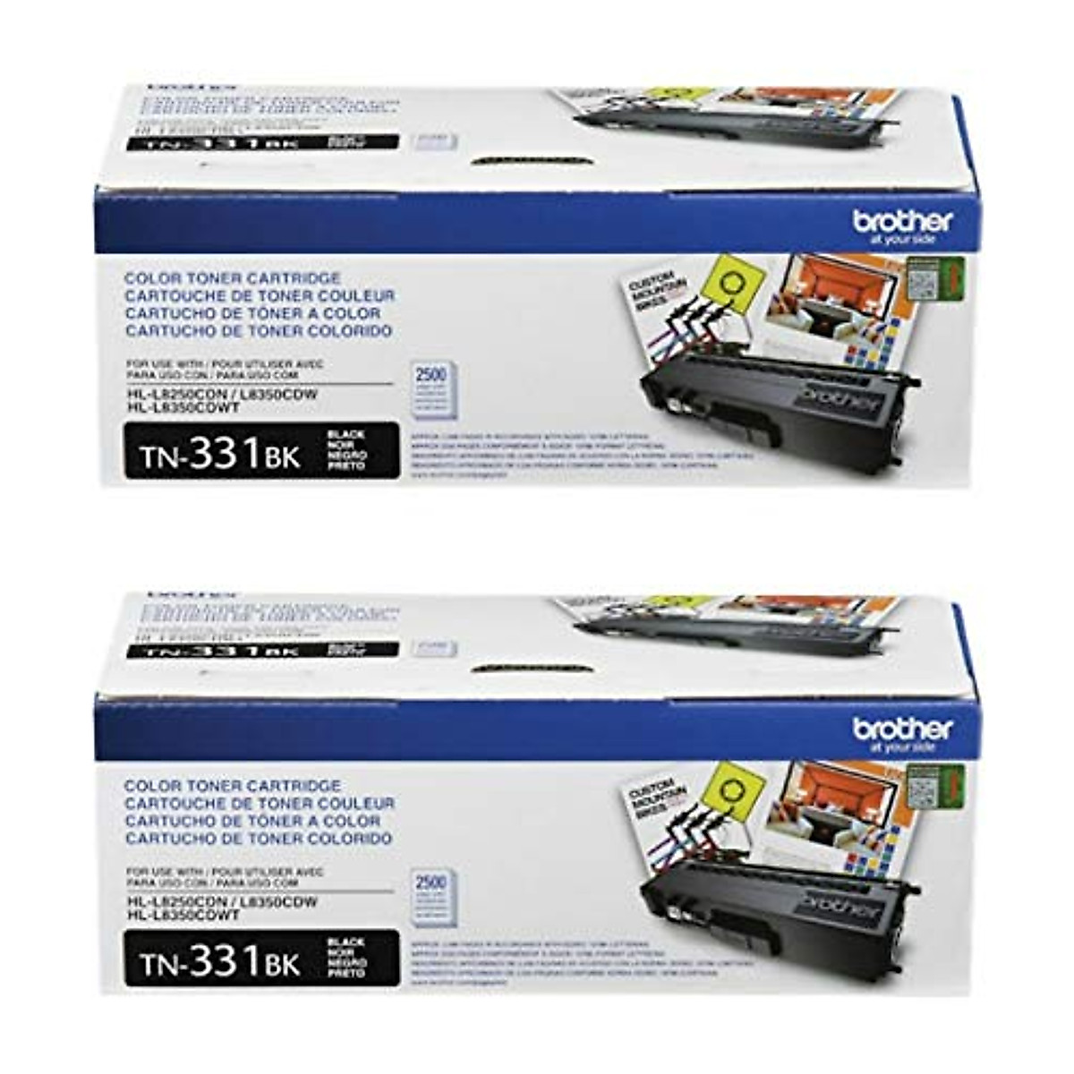 Brother Genuine TN-331BK (TN331BK) Black Laser Toner Cartridge 2-Pack