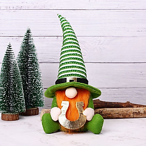 nezababy 2 PCS St Patrick's Day Decor Gnomes Plush,Patricks Day Decoration Green Home Table Elf Gnomes Decor Ornaments Sweet Patrick's Day Gifts (No LED, St Patrick's Day Gnome)