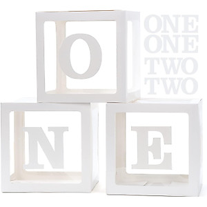 Voircoloria 1st Birthday Decorations for Boys, 3Pcs One Boxes for 1st Birthday for Boy or Girl with ONE Letters for Photoshoot Props 1st Birthday Party(White)