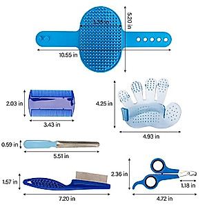 6 PCS Bunny Rabbit Grooming Kit Guinea Pig Grooming Kit Bunny Rabbit Brush for Shedding, Pet Hair Grooming Bath Brush with Adjustable Handle, Bunny Comb Rabbit Nail Clipper Trimmer for Hamster