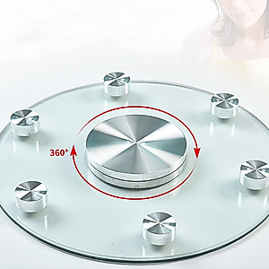 Tempered Glass Lazy Susan Turntable For Dining Table, Round Table Top Rotating Tray, Transparent Rotating Round Turntable 80 CM, Aluminum Alloy Bearing, Silent/Smooth/Not Easy To Dump Aluminium Alloy