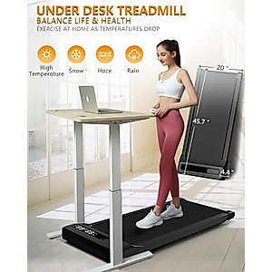 Walking Pad Treadmill Under Desk,Walking Pad with Incline for Office Home,265 lbs Capacity Portable Mini Treadmill, 2.5HP 2 in 1 Walking Jogging with Remote Control, LED Display