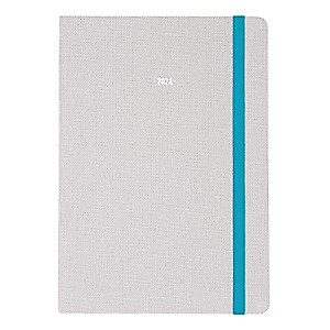 Letts of London Raw Weekly/Monthly Planner, 12 Months, January to December, 2024, Sewn Binding, A5 Size, 8.25" x 5.875", Multilingual, Grey (C082307-24)
