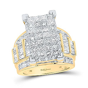 14kt Yellow Gold Princess Diamond Cluster Bridal Wedding Engagement Ring 5 Cttw