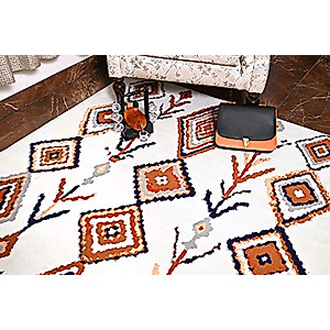 Furnish my Place Moroccan Diamond Rug - 5 ft. x 8 ft, Ivory, Geometric, Accent Rug with Transitional Style