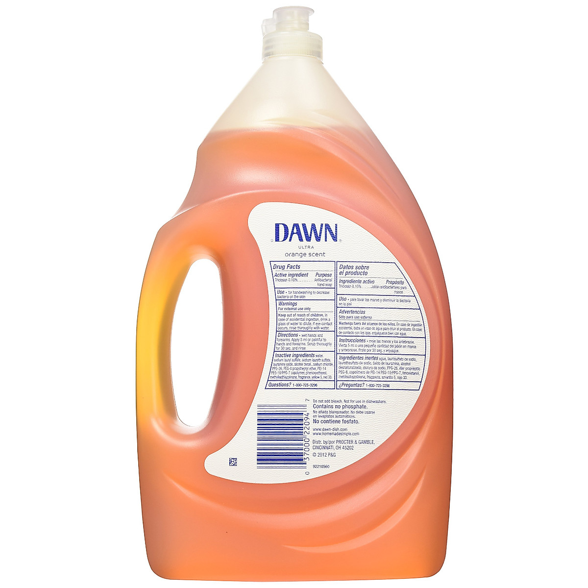 Dawn Ultra Concentrated Antibacterial Hand Soap Dishwashing Liquid Refill, Orange Scent, 56 Ounce