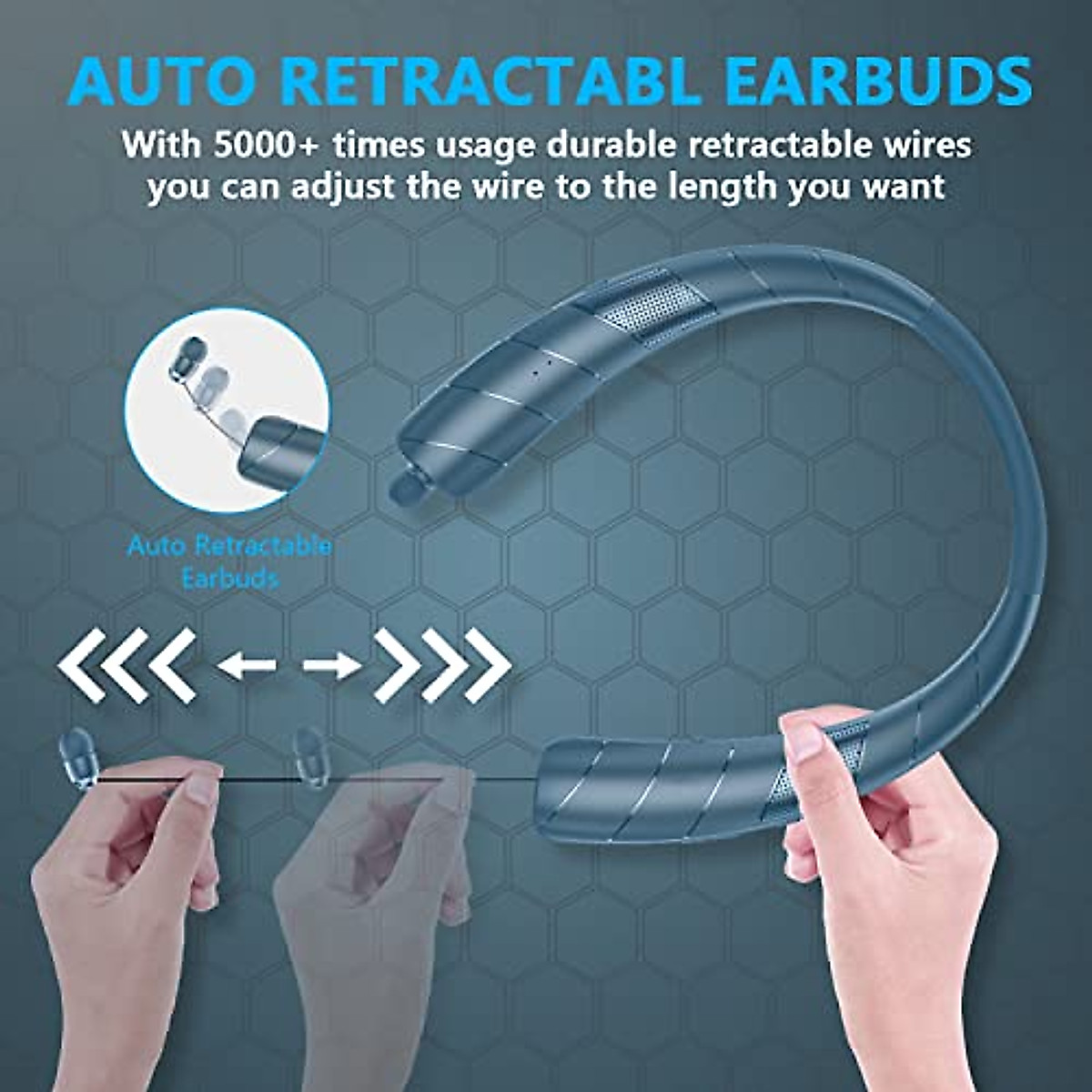 Xmenha Neckband Bluetooth Headphones/Speaker 2 in 1, Around The Neck Bluetooth Headphones Wireless Earbuds with Microphone 15H Playtime, Waterproof Running Workout Sports Earphones for Android iPhone