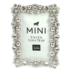 Studio Decor Bejeweled Silver Tone Metal Mini Picture Frame 2 X 3