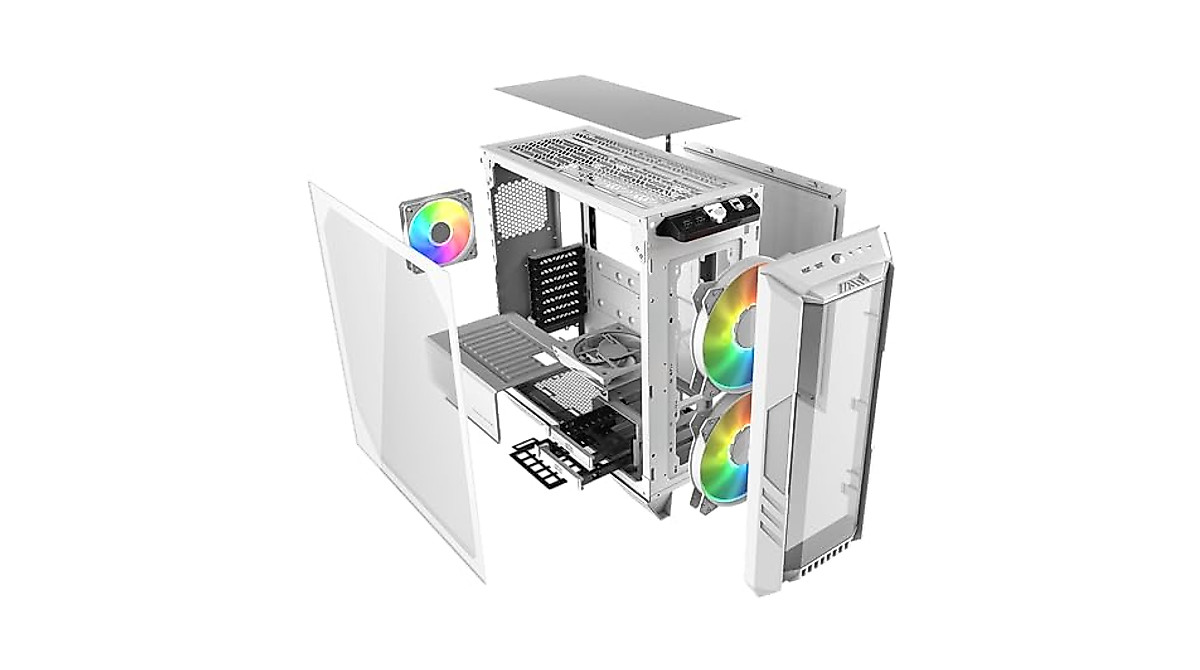 Cooler Master HAF 500 White High Airflow ATX Mid-Tower, Mesh Front ...