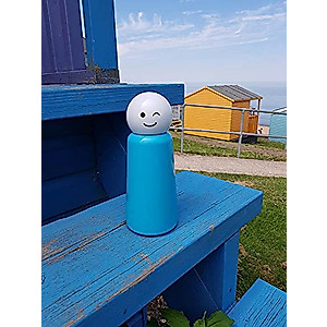 LUND LONDON Stainless Steel Water Bottle | 300ml Insulated Water Bottle BPA Free | Cold for 24+ Hours, Hot for 12 | Sky Blue & White Wink by Lund London (7159)