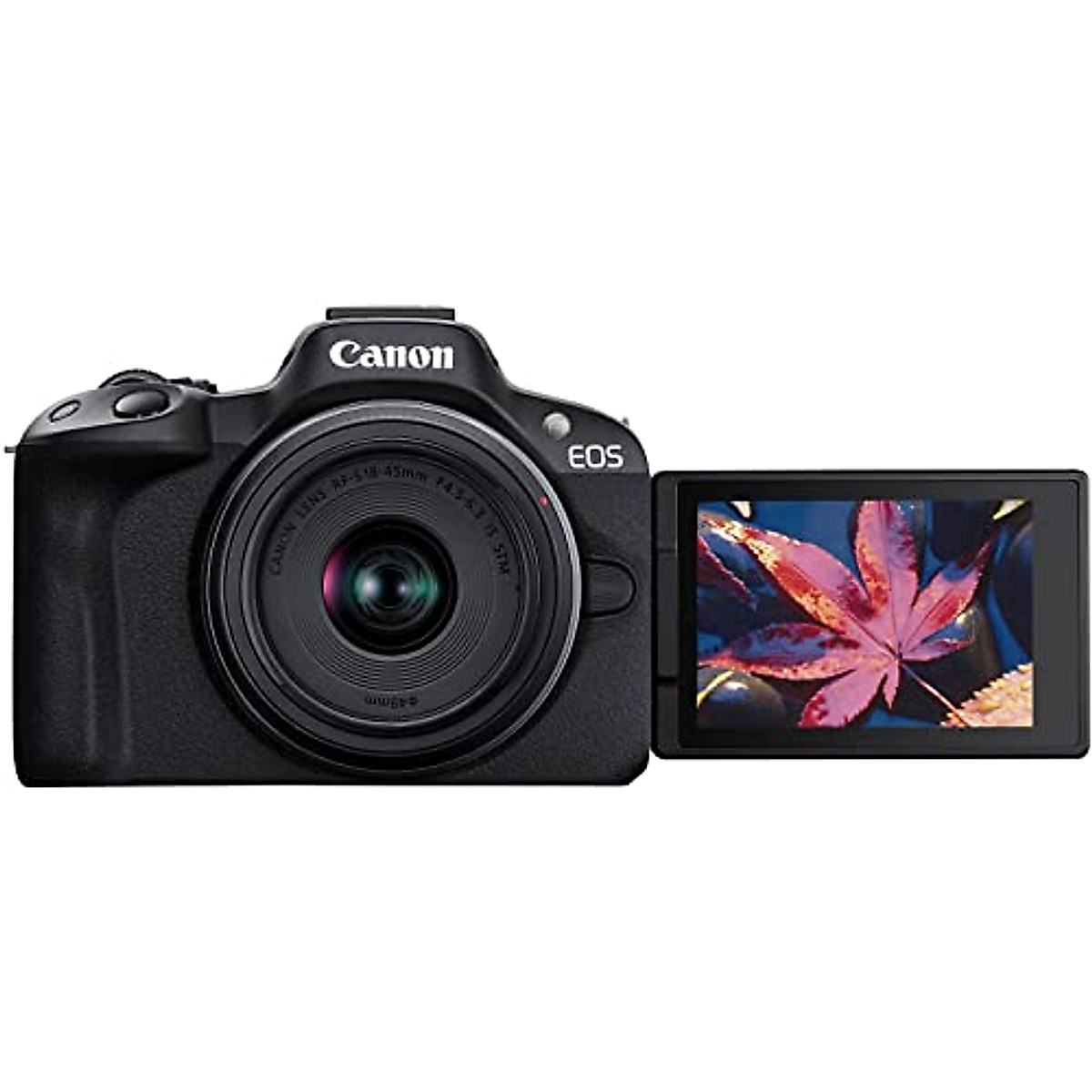 Canon EOS R50 4K Video Mirrorless Camera with RF-S 18-45mm f/4.5-6.3 is STM Lens and 20 Essential Accessories for Content Creators (Renewed), Black