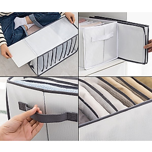 3 Set Cloth Drawer Organizer PVC Nylon Fabric Foldable Wardrobe Clothes Organizer Closet Compartment Dividers Clothes Collapsible Organization for T-shirt Jeans Pants (Gray)