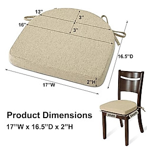 Shinnwa Chair Cushions with Ties for Dining Chairs [17 x 16.5 Inches] Non Slip Kitchen Dining Chair Pad and Seat Cushion with Machine Washable Cover Set of 4 - Natural Linen