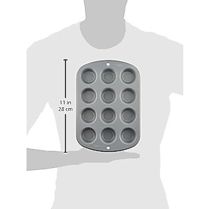 Wilton Recipe Right Muffin Pan, Mini 12 Cup, Gray