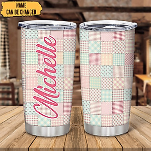 Hyturtle Personalized Gifts For Sewing Lover - Sewing Printed Customized Name Stainless Steel Tumbler 20 oz With Lid - Idea Quilting Lover Gifts For Women, Girl, Kids On Birthday, Christmas