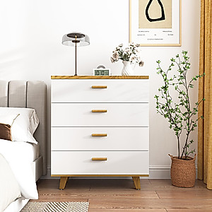 CIPACHO White 4 Drawer Dresser for Bedroom, Modern Wood Storage Chest of Drawers for Nursery, Living Room,Kid Room (4 Drawer)