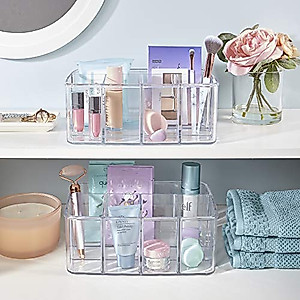 STORi 5-Compartment Clear Plastic Organizer | Rectangular Divided Makeup and Vanity Storage Bin and Office Desk Caddy | Scalloped Wall Design | Made in USA