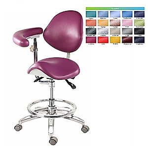 Aphrodite Dental Deluxe Mobile Saddle Chair PU Leather Assistant Doctor Stools High End by Purple-Violet