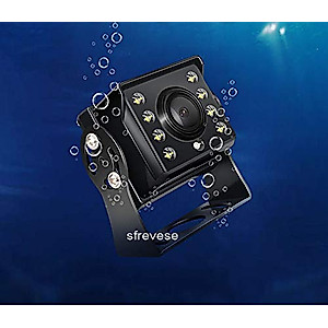 Vehicle Backup Rear View Reverse Parking Car Camera 8 LED IP69 Waterproof Night Vision HD AHD 1080P Rear Camera + 4 Pin 15m Video Cable for Bus Trailer RV Camper Truck Van 12V-24V